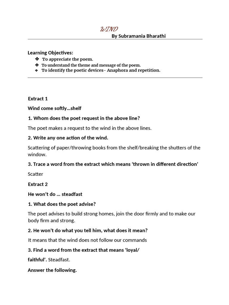 Wind -notes | PDF | Poetry