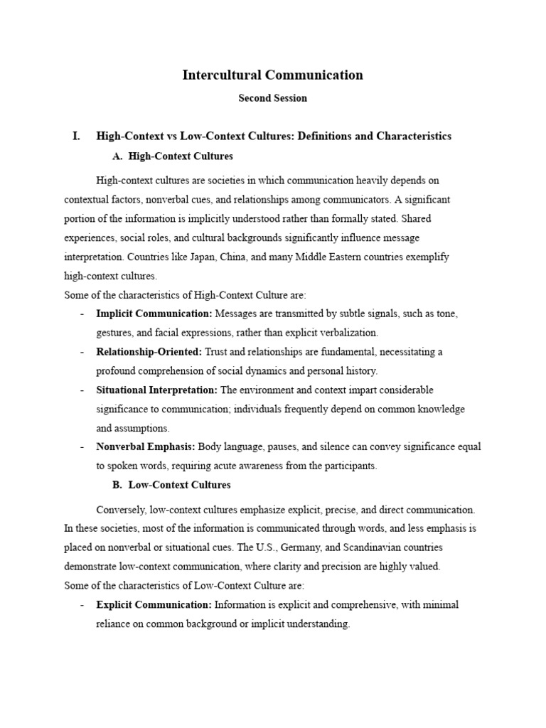 Intercultural Communication - Second Session | PDF