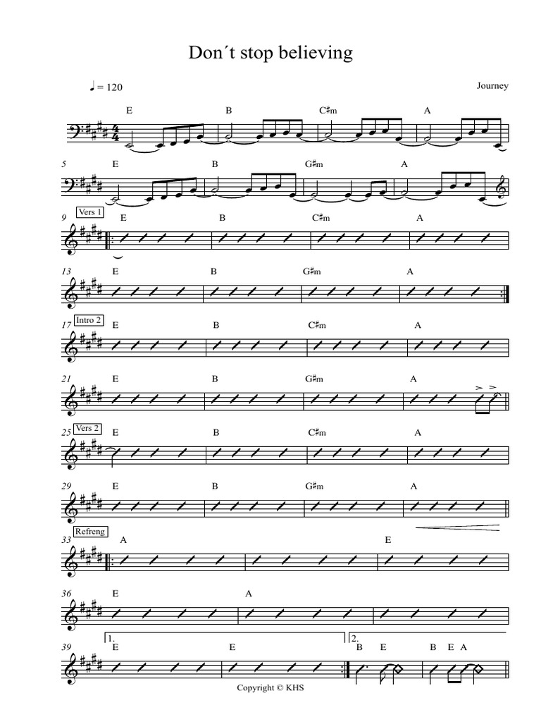 Don T Stop Believing (Lead Sheet) | PDF