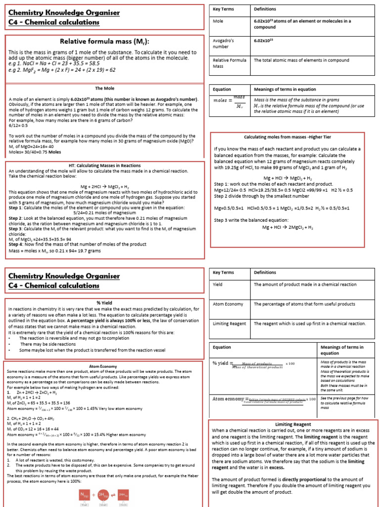 C4 Chemical Calculations Guide | PDF | Mole (Unit) | Titration