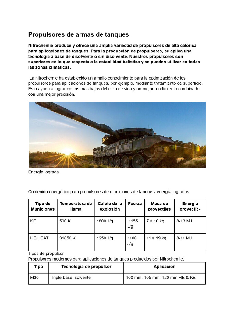 Propulsores de Armas de Tanques | PDF