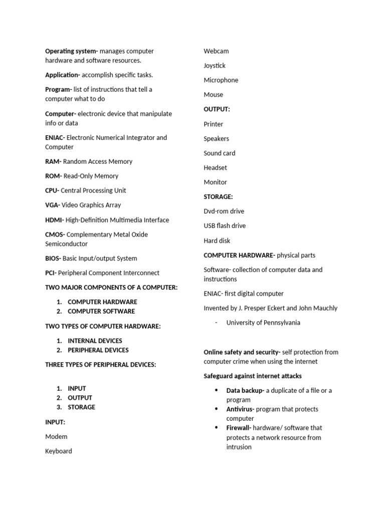 1st Mnthly Exam 2nd Sem Reviewer | PDF | Malware | Computer Hardware