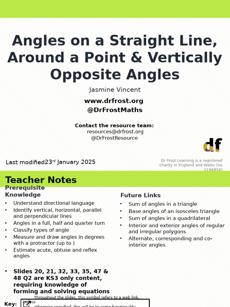 Angles On A Straight Line Around A Point and Vertically Opposite Angles ...