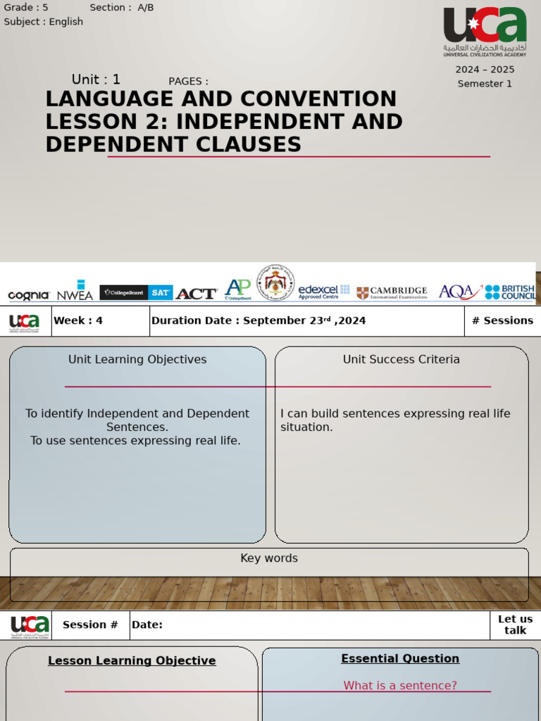 Independent vs. Dependent Clauses Lesson | PDF | Clause | Question
