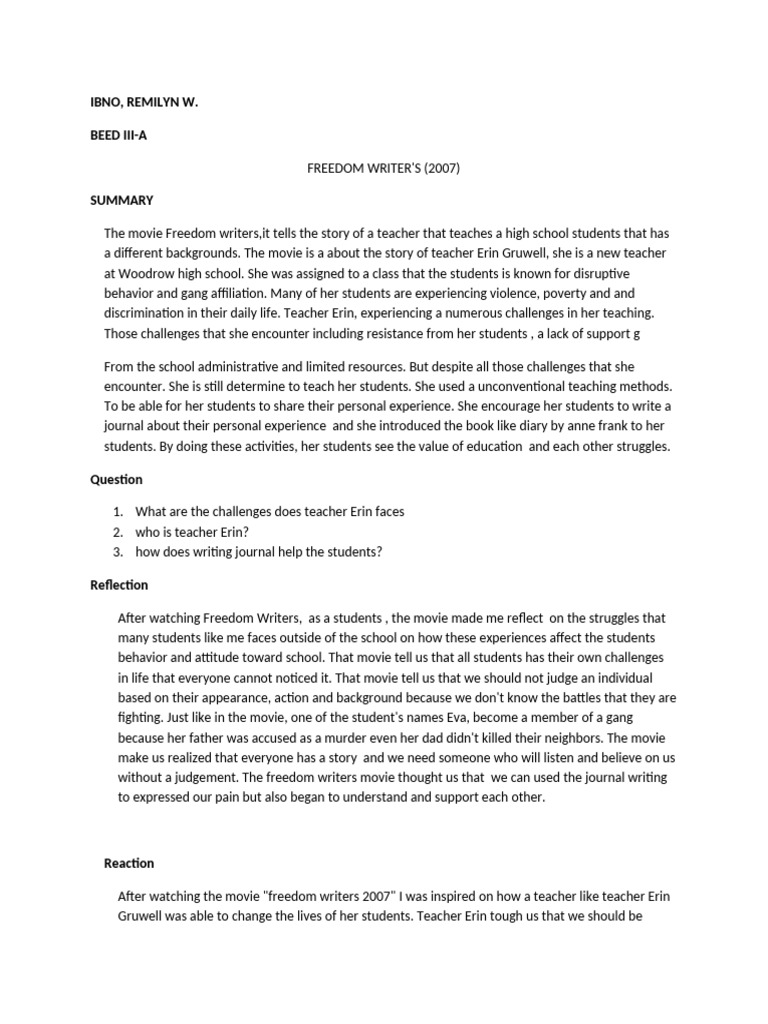 Freedom Writer'-Wps Office | PDF | Social Psychology | Psychology