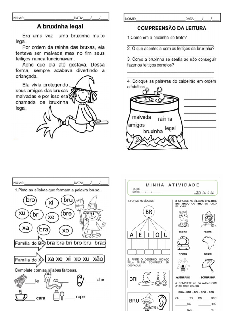 Atividade Silaba Complexas Bra Bre Bri Bro Bru | PDF