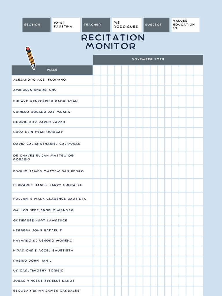 Homework Record Checklist Document in Light Blue and Grey Simple School ...