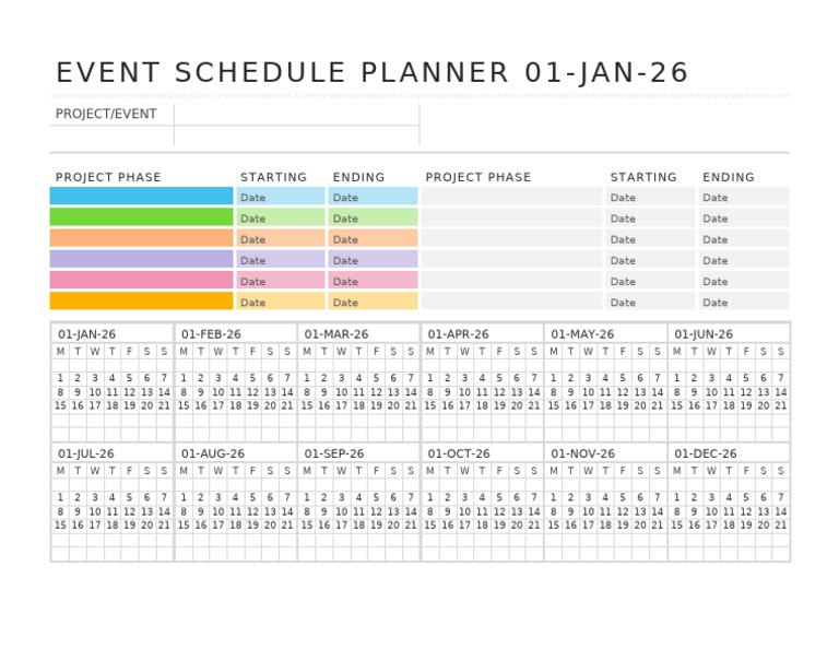 2026 Event Schedule Planner | PDF