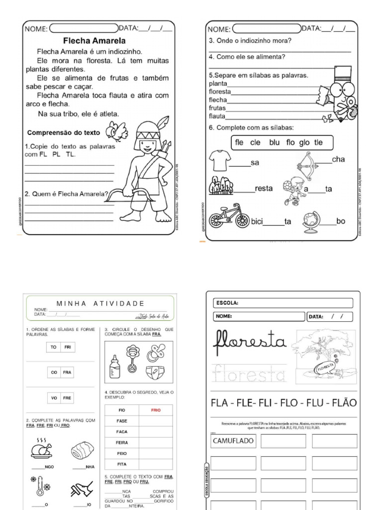 Silabas Complexas Fla Fle Fli Flo Flu | PDF