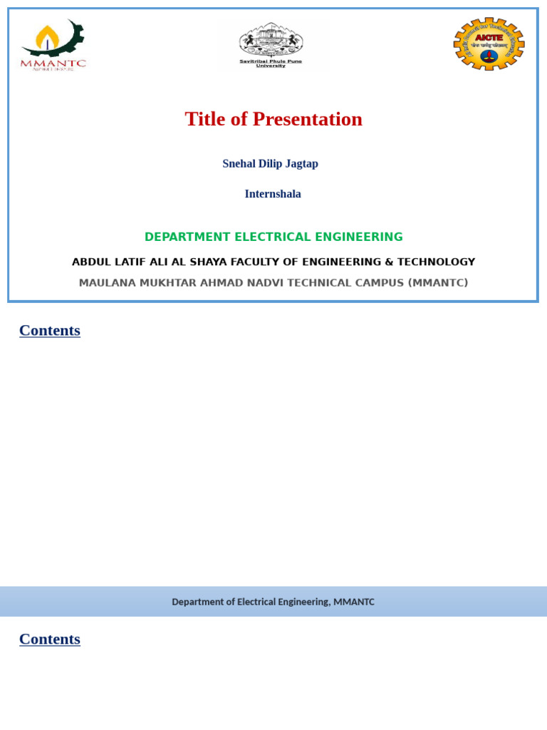 Sample Copy For Internship Presentation | PDF