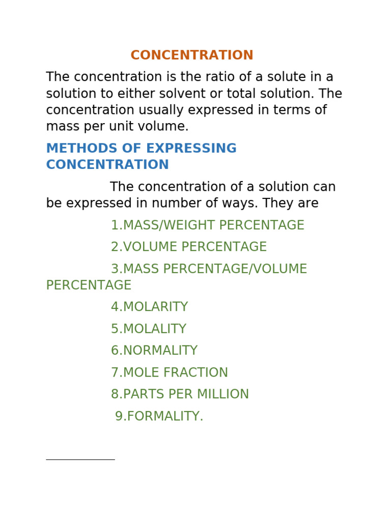Concentration Measurement Methods | PDF