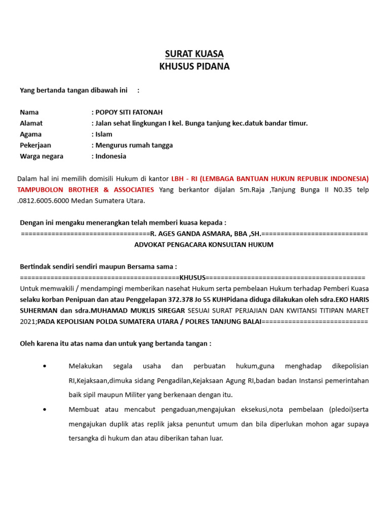 Surat Kuasa | PDF