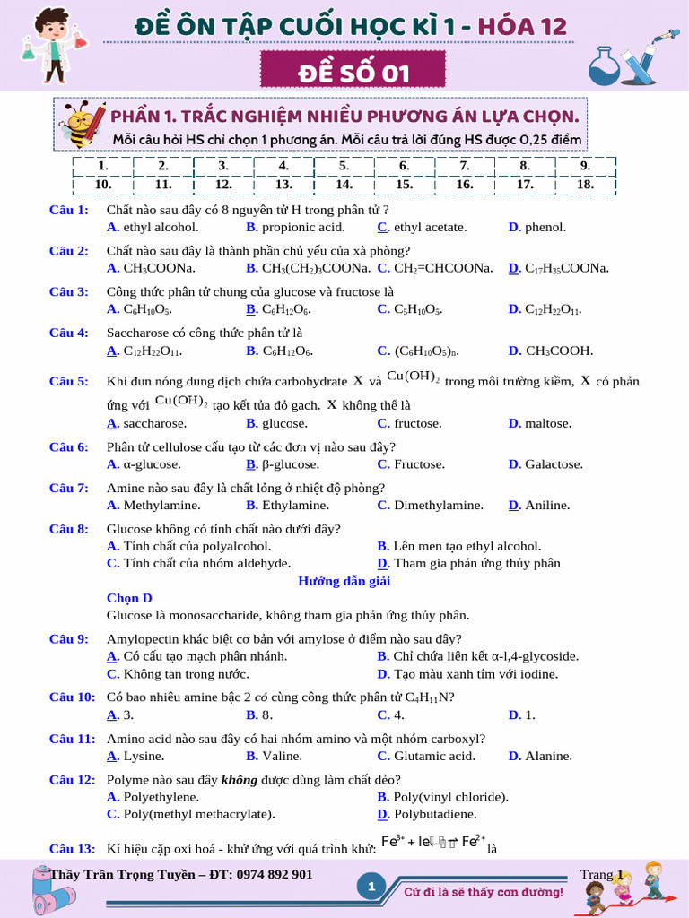1. ĐỀ SỐ 1_CK1_Hoá 12 | PDF