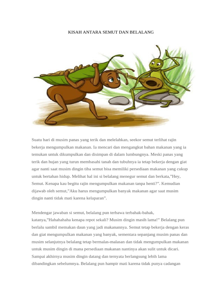 Kisah Antara Semut Dan Belalang | PDF