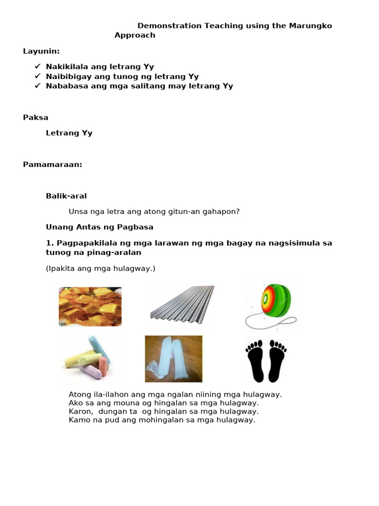 Letter Yy Marungko LP, Pics | PDF