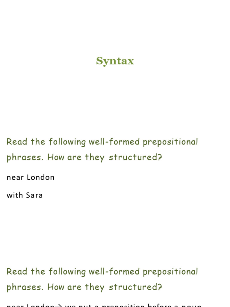 Lecture7 & 8. Syntaxpptx | PDF | Syntax | Phrase