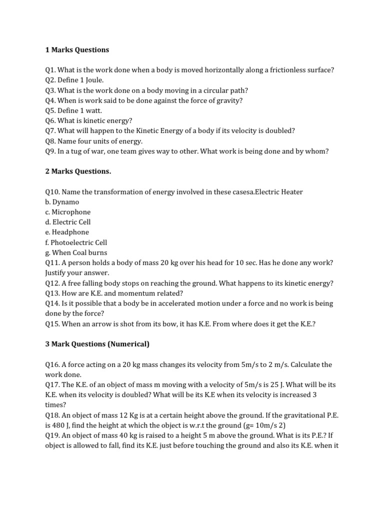 1 Marks Questions | PDF