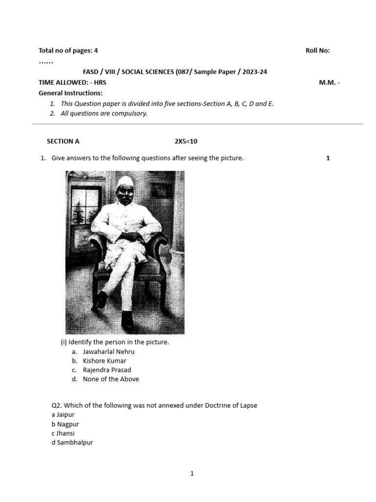 Class Viii- Sst- Qp - Annual Exam- 2021-22.Docx | PDF | Mahatma Gandhi | Cotton Mill
