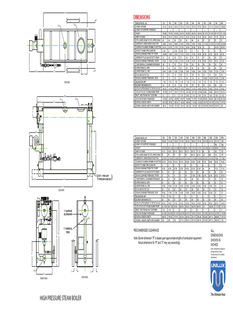 Unilux 50 HP Steam Boiler Specifications | PDF | Boiler | Energy Technology