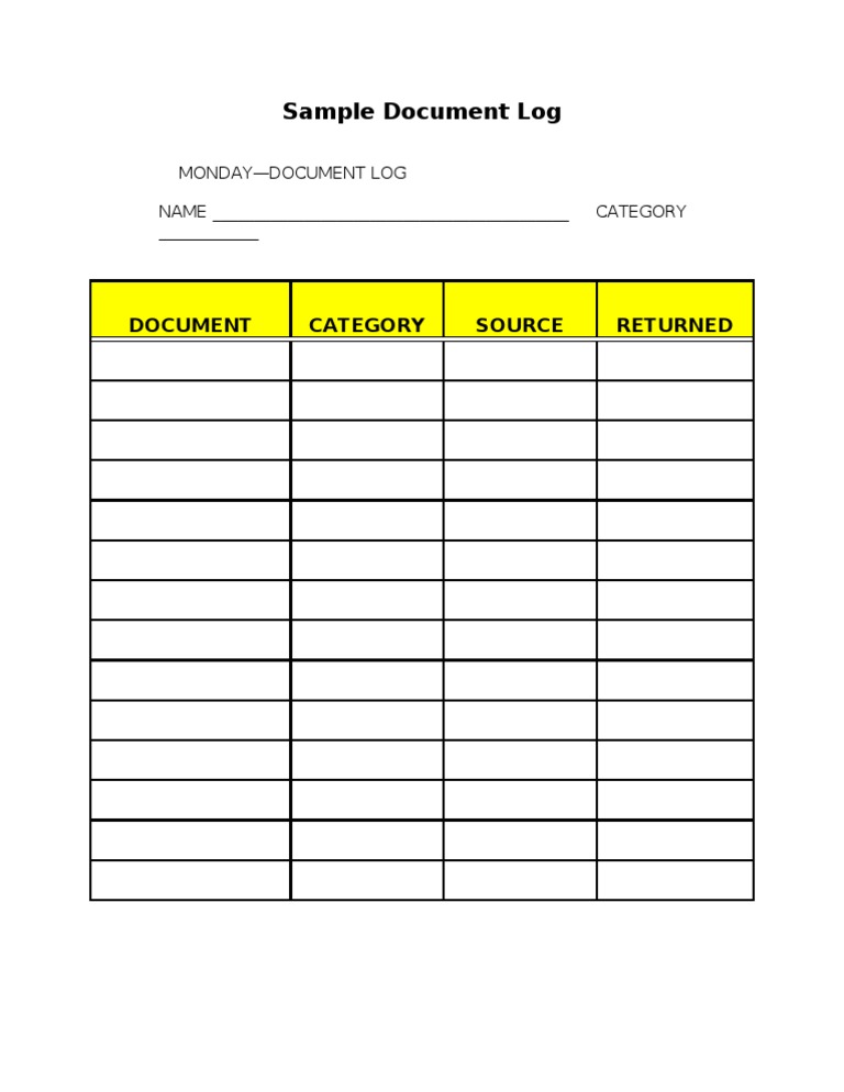 Sample Document Log | PDF
