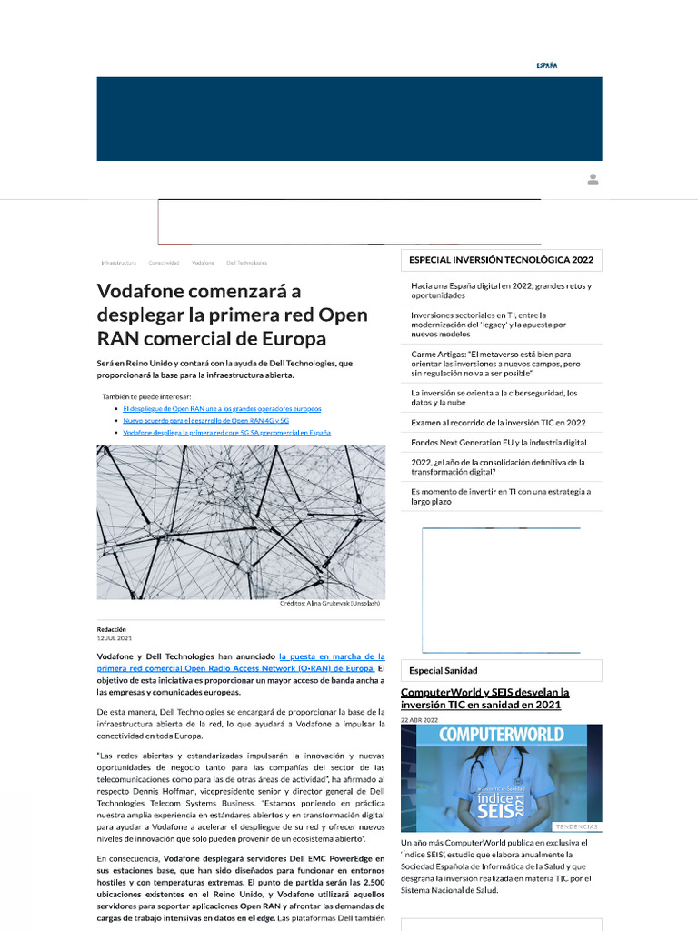 Vodafone Comenzará A Desplegar La Primera Red Open RAN Comercial de ...