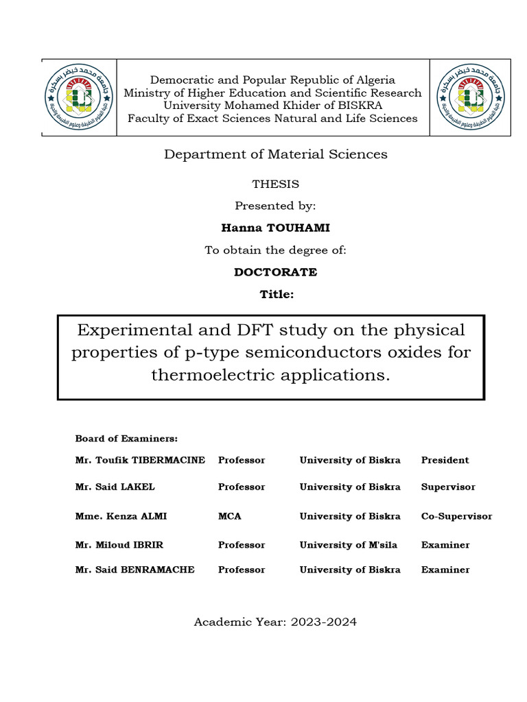 DFT Study of P-Type Semiconductor Oxides | PDF | Semiconductors ...