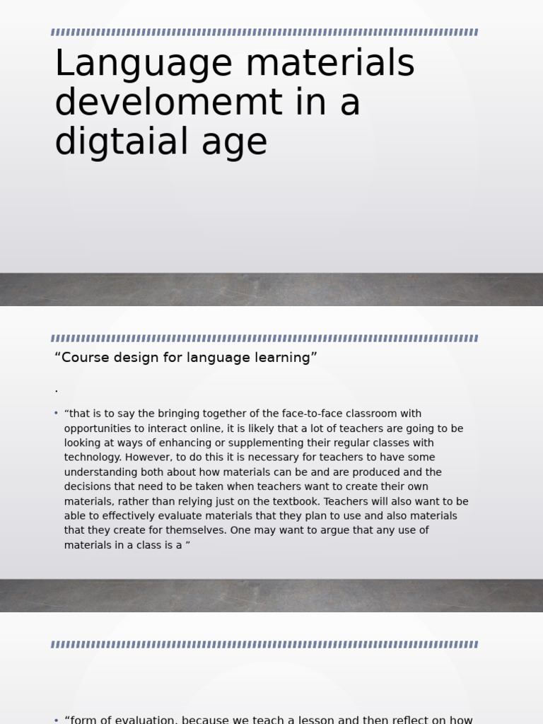 Language Materials Develomemt in A Digtaial Age | PDF | Instructional Design | Teachers