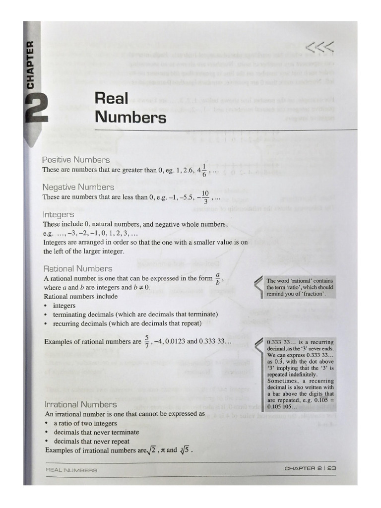 Sec 1 IP Math Real Numbers | PDF