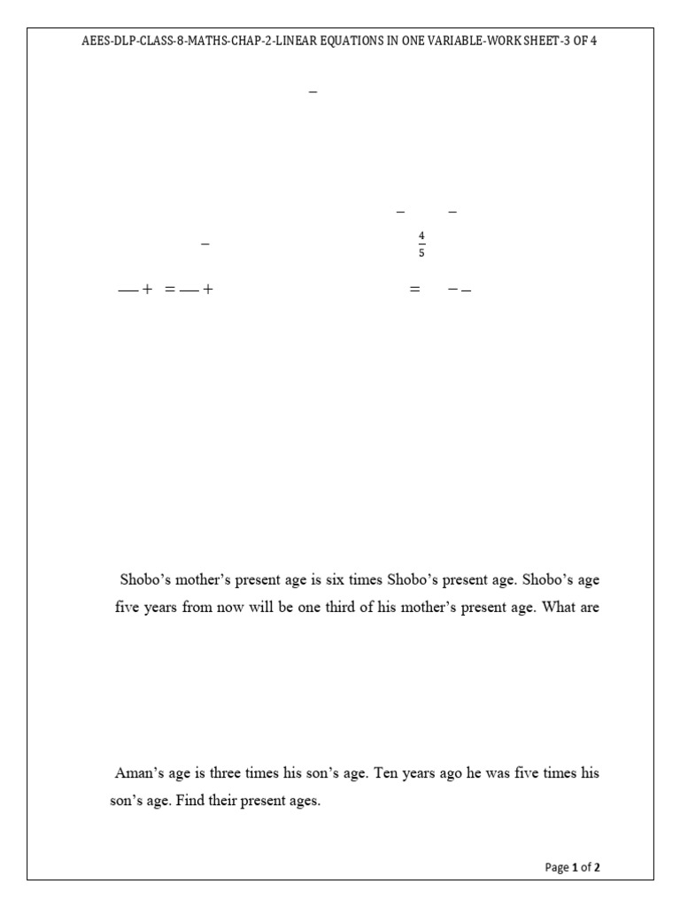 Linear Equation Ine Variable | PDF | Numbers | Elementary Mathematics