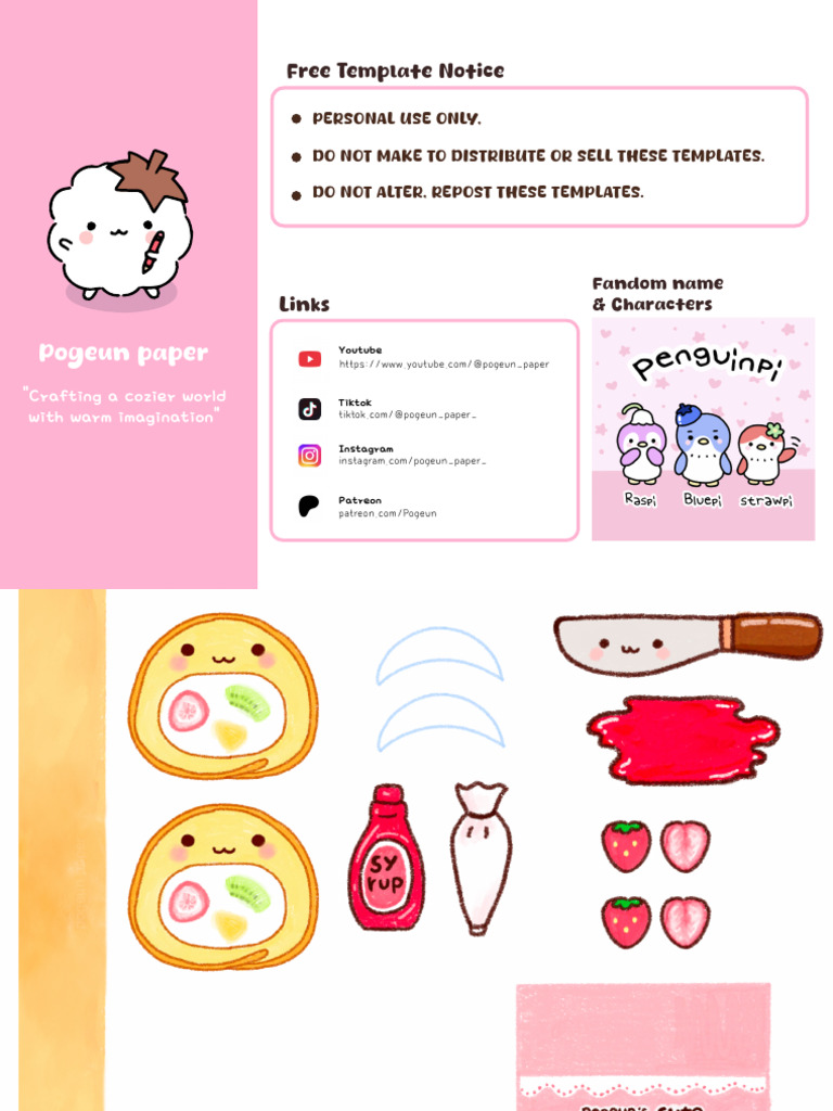 Pogeun Cute Rollcake Template | PDF