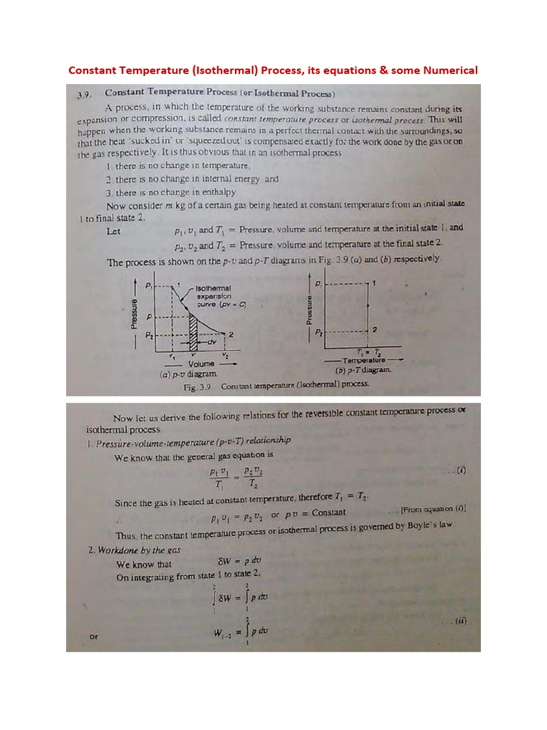 Constant Temperature Process and Numerical | PDF