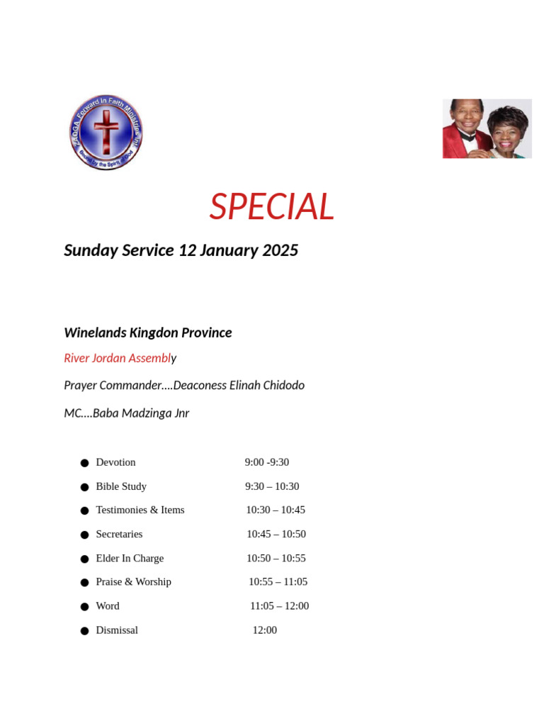 Sunday Service 12 Jan 2024 Pdf