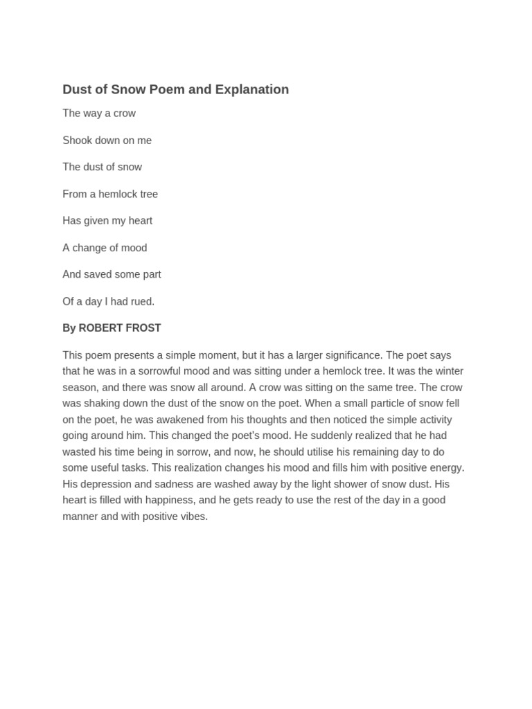Frost's Poems: Dust of Snow & Fire and Ice | PDF | Psychology