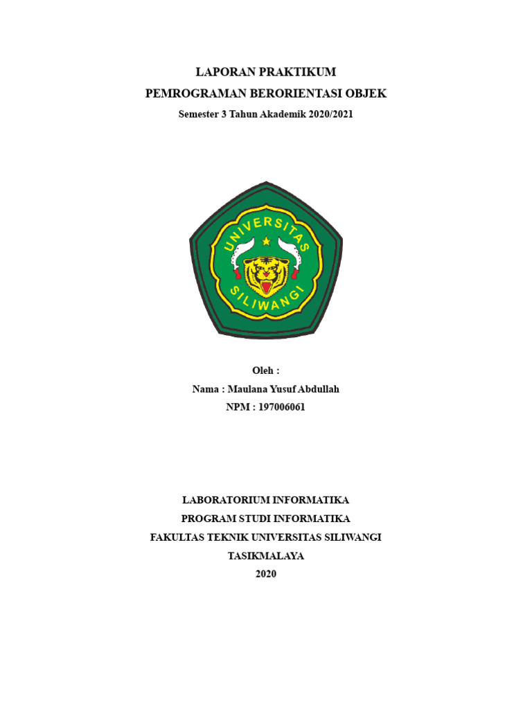 Laporan Praktikum Pemrograman Berorientasi Objek | PDF