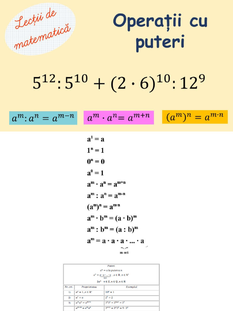 Operatii Cu Puteri CL 9 | PDF