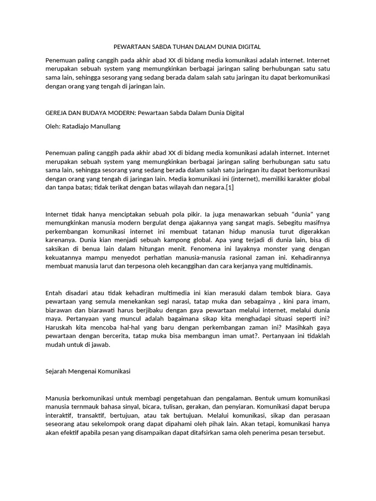 Pewartaan Sabda Tuhan Dalam Dunia Digital | PDF