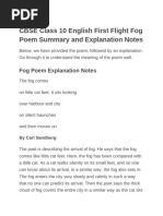 Fog Class 10 English Poem 8 | PDF | Fog | Poetry