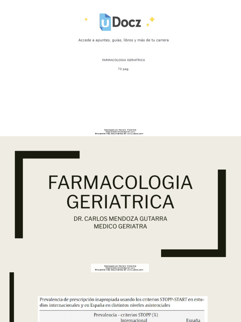 Farmacología Geriátrica: Guía Completa | PDF | Medicamentos con receta | Farmacocinética