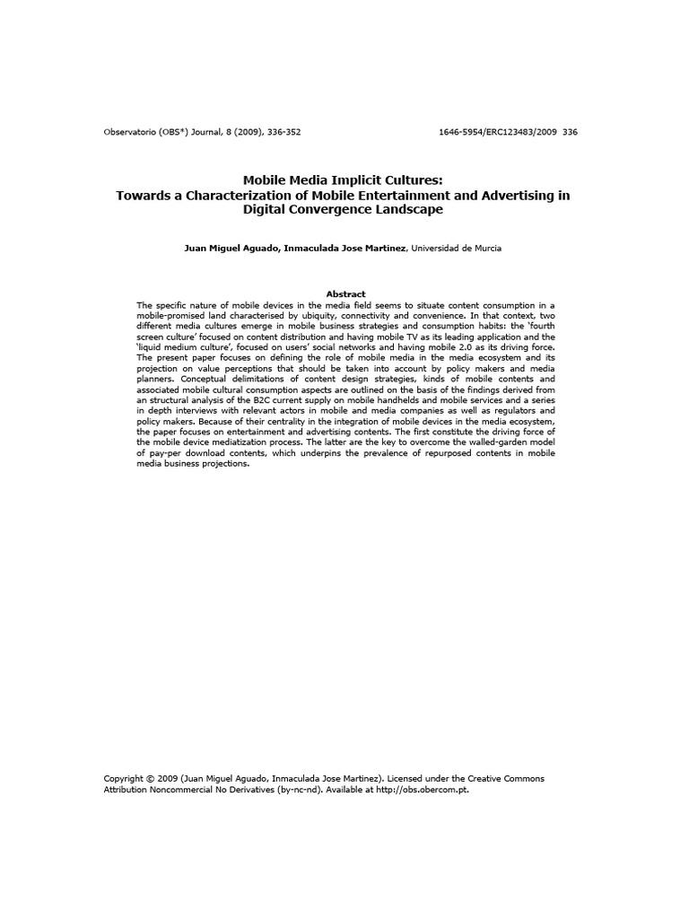 Mobile Media Implicit Cultures Towards A | PDF | Technological Convergence | Advertising