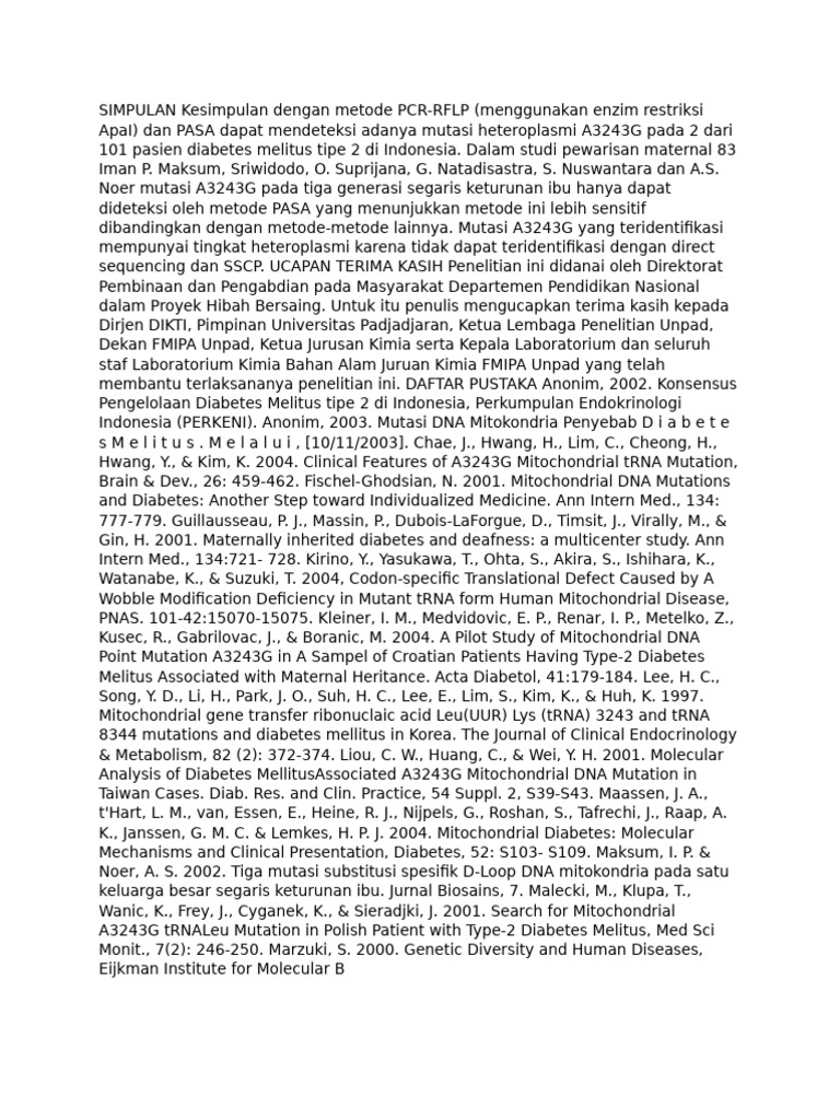 SIMPULAN Kesimpulan dengan metode PCR | PDF