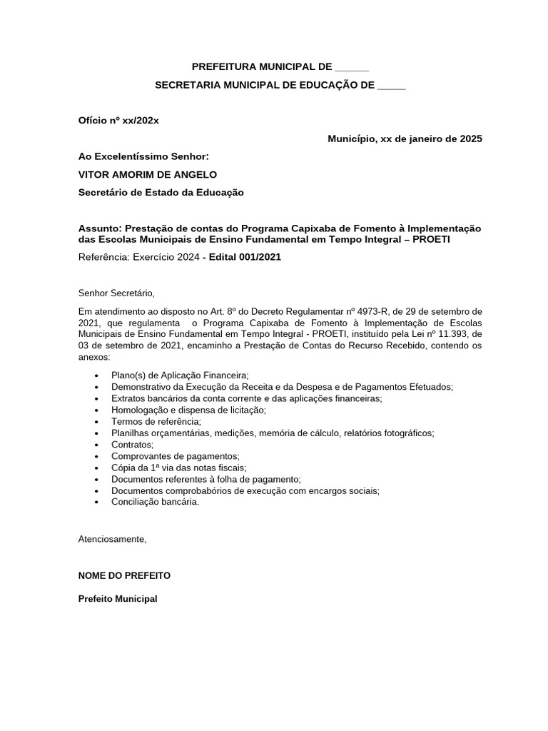 Modelo de Ofício - 2025 | PDF