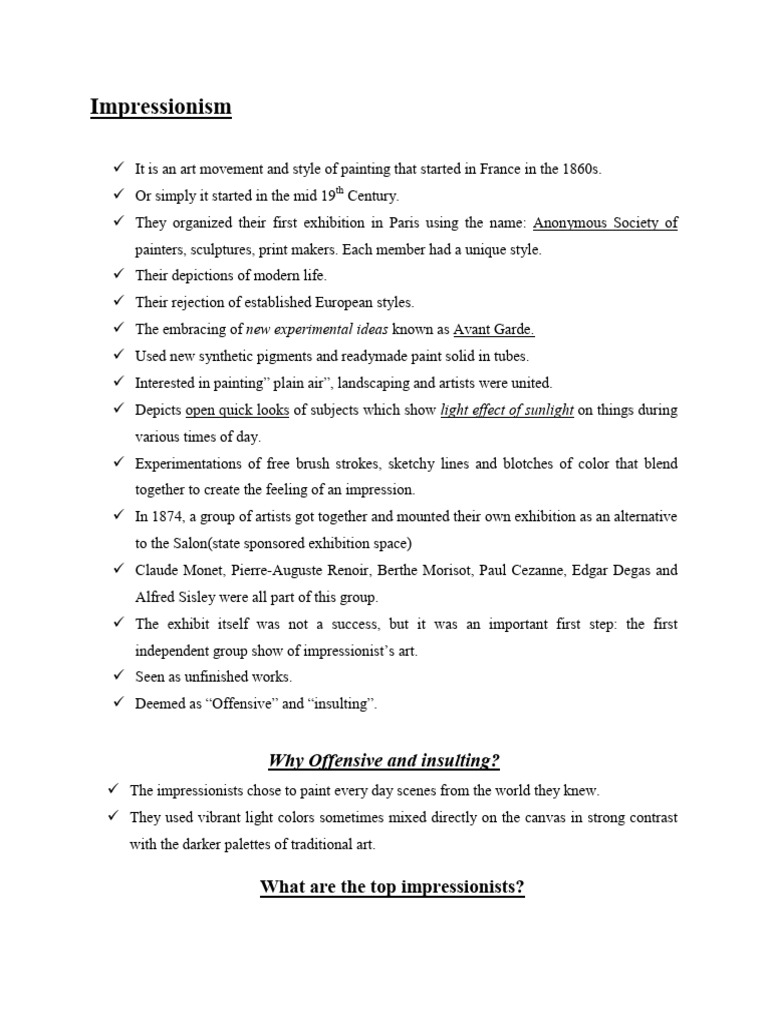 Impressionism: A Revolutionary Art Movement | PDF | Impressionism ...