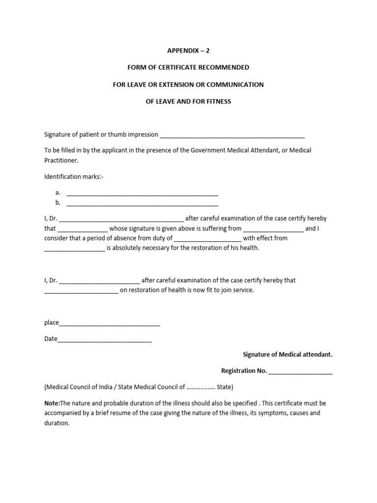 Medical Leave Certificate Template | PDF