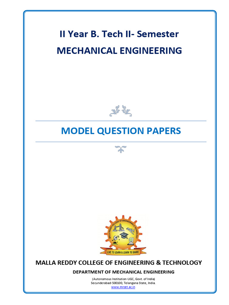 R18 MODEL QUESTION PAPERS | PDF | Turbine | Steam