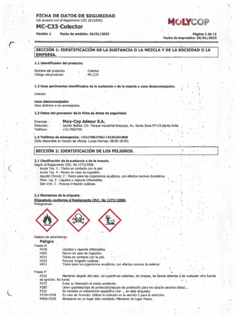 MSDS MC-C33 Act - 2023 | PDF
