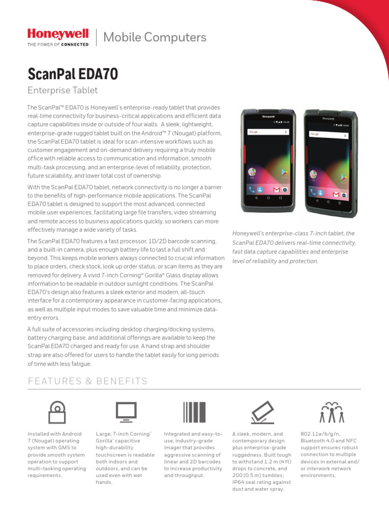 Scanpal Eda70 Tablet Handheld Computer Data Sheet En | PDF | Tablet ...