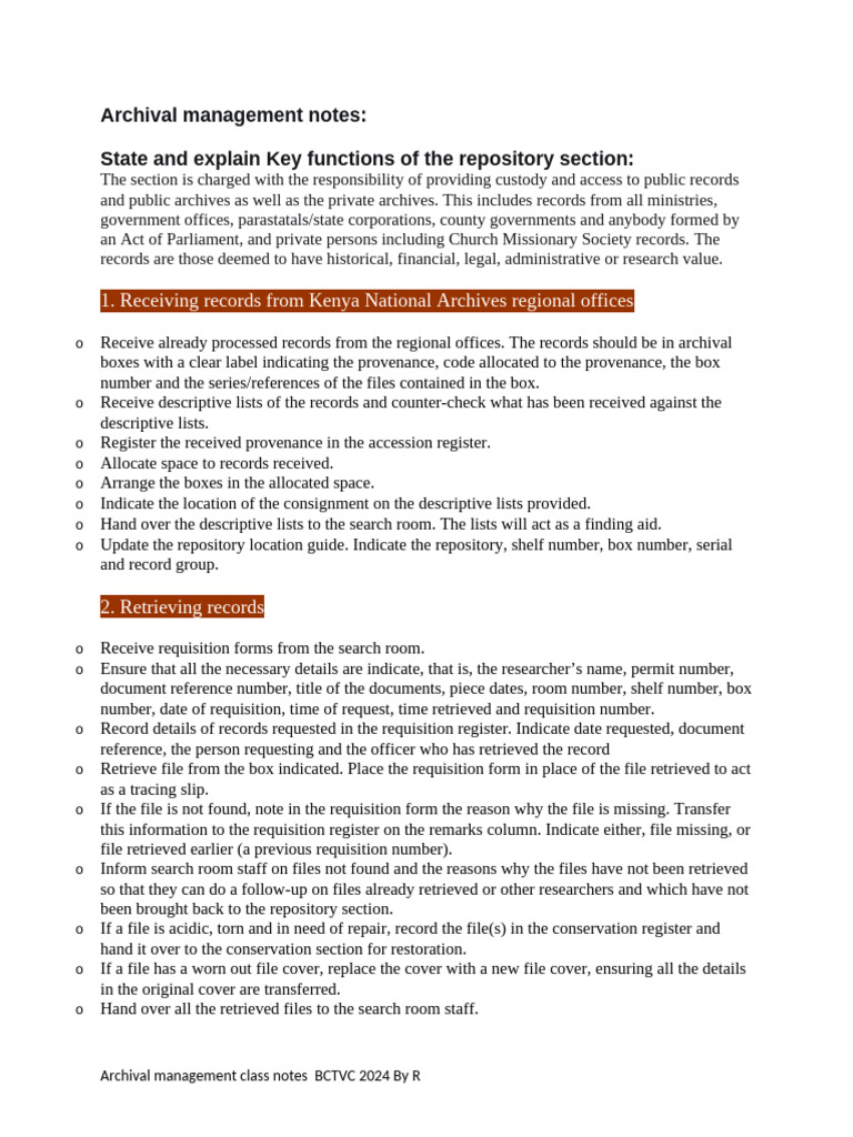 Key Functions Of Archives Management Pdf Computing