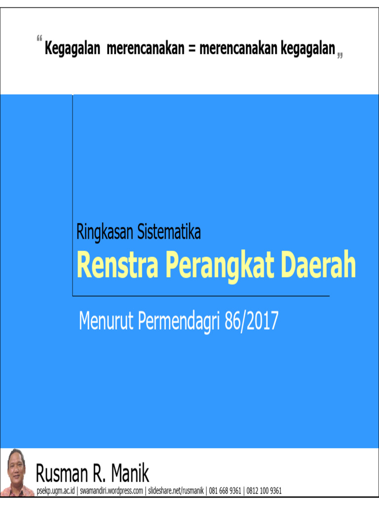 Tata Cara Penyusunan Renstra Sesuai 86 Tahun 2017 | PDF