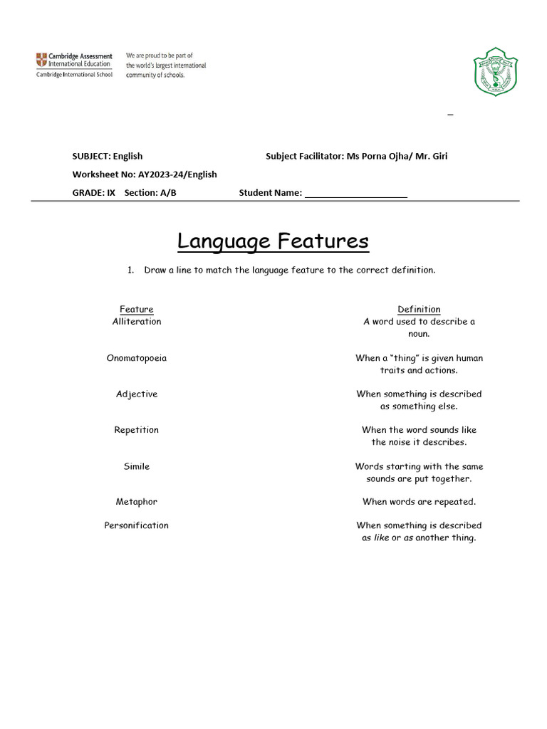 Checkpoint Practice-English Language Features | PDF | English Language ...