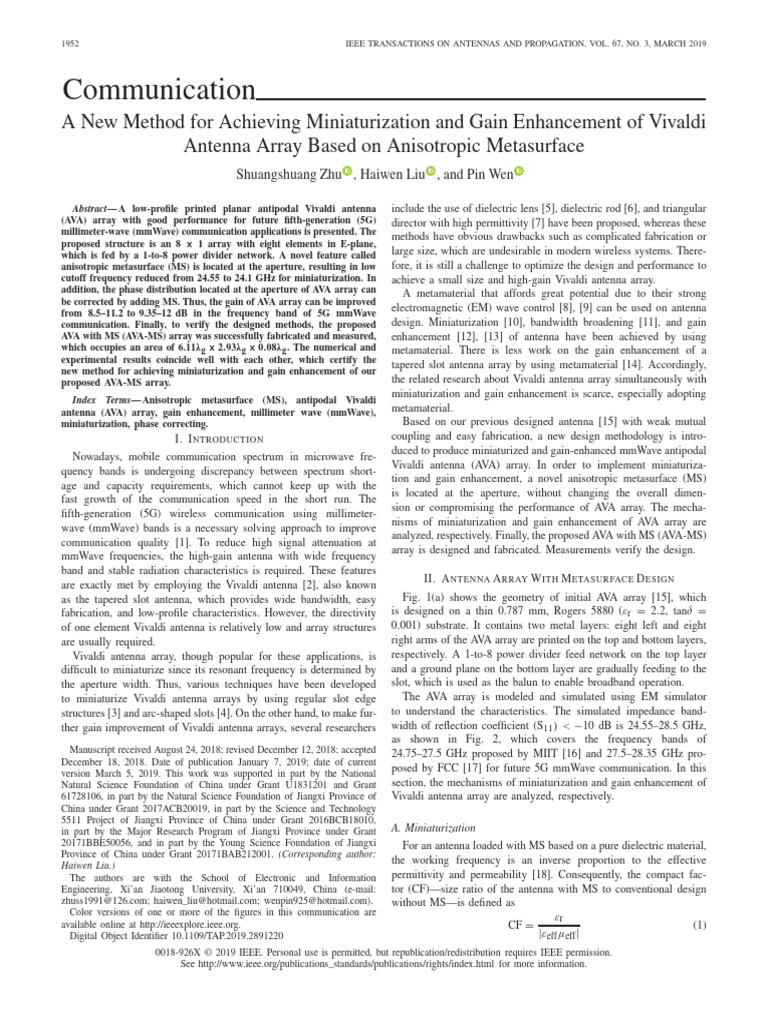 A New Method For Achieving Miniaturization And Gain Enhancement Of Vivaldi Antenna Array Based